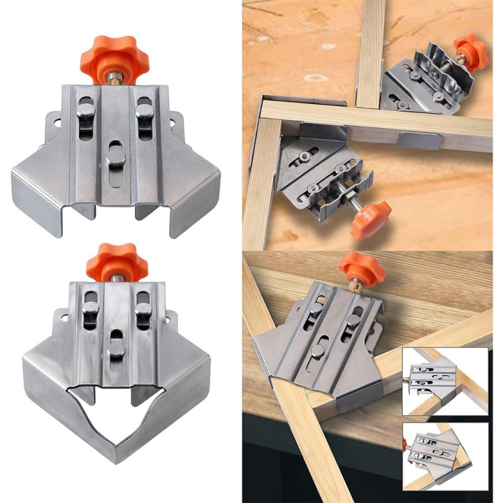 2pcs Multi-Purpose Stainless Steel 90° Woodworking Angle Clamps Right ...