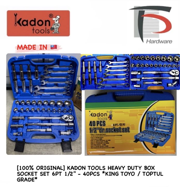 [100% ORIGINAL] KADON TOOLS HEAVY DUTY BOX SOCKET SET 1/2” - 40PCS ...