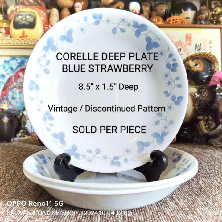 8.5" CORELLE USA BLUE STRAWBERRY MICROWAVABLE DEEP PLATE (Vintage) • Japan Surplus | Lazada PH
