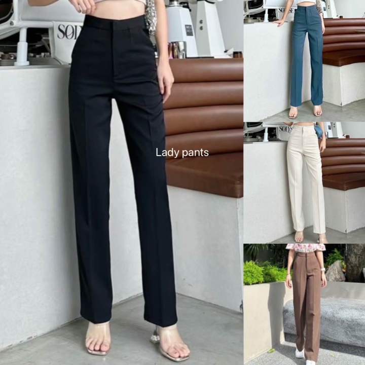 Lady pants รุ่นใหม่ กางเกงขากระบอกทรงขาตรง เอวสูง เก็บทรงสวย ด้านหลัง ...