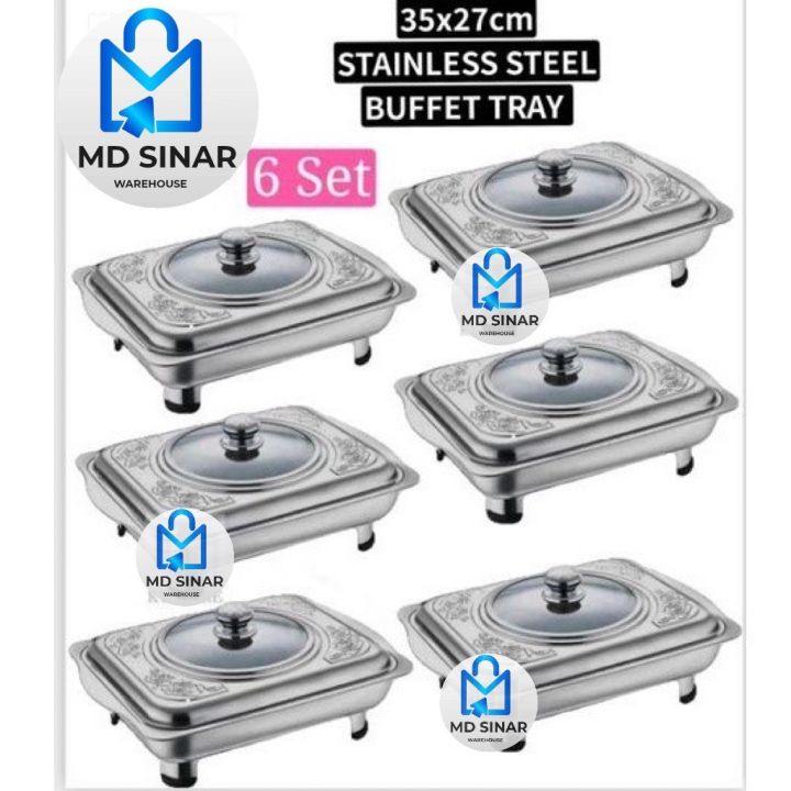 MD SINAR 6 set 34x28 BUFFET set BUFFET EMBOSSED BUFFET FOOD TRAY ...