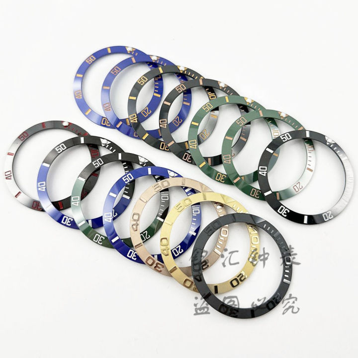 38MM SUB Watch Ceramic Bezel Insert Black Blue Green Bezel Sloping ...