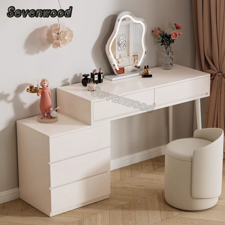Sevenwood dressing table with LED mirror side table for bedroom chest ...