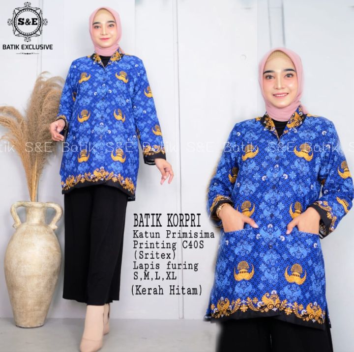 Seragam KORPRI wanita kerah hitam full furing / Korpri wanita terbaru 2022 pakai furing | Lazada ...