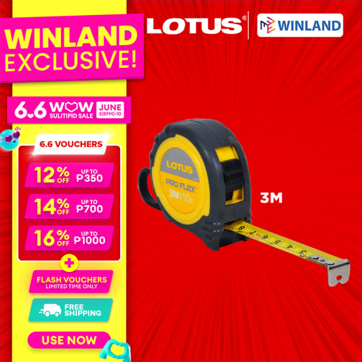 Lotus by Winland Steel Measuring Tape (Rubber) Measure Tape 3M / 10 ...