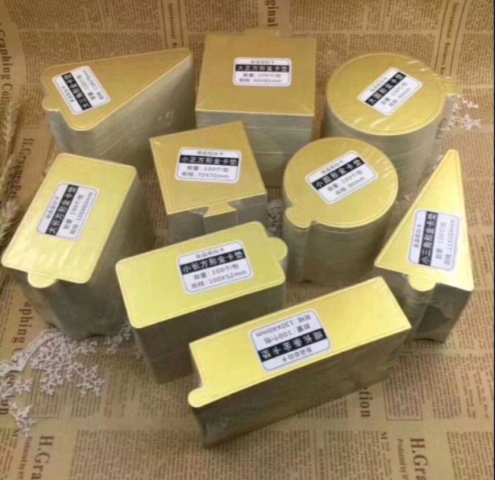 100pcs/pack Mini Cake Boards Cupcake Dessert Tray Gold Silver Paper ...