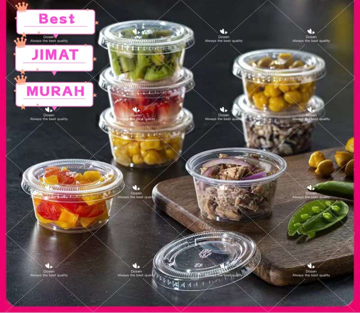 Disposable Plastic PP Sauce Cup with Lid Mini Cup Round Food Container with Lid Bekas Sos 100pcs ...
