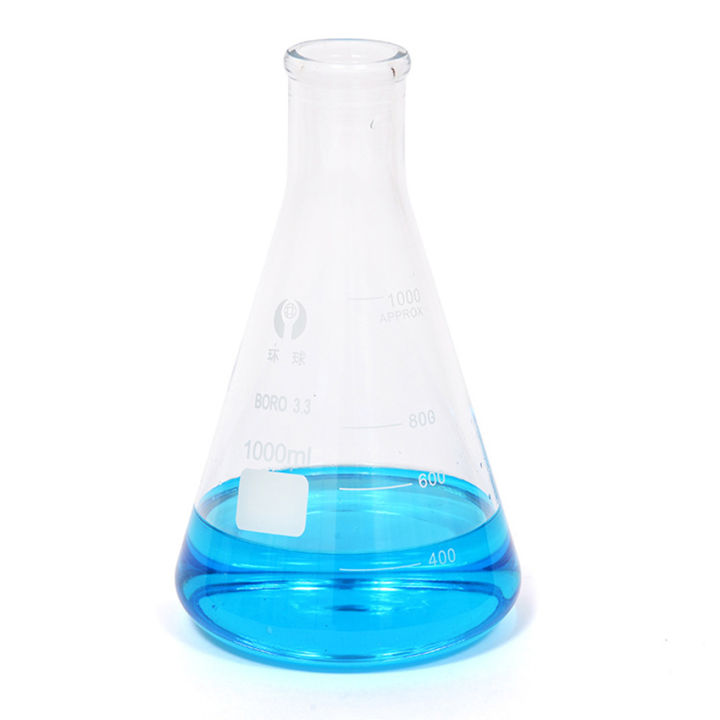 100/250/500/1000ml Triangle Glass Erlenmeyer Flask Straight Small Mouth ...