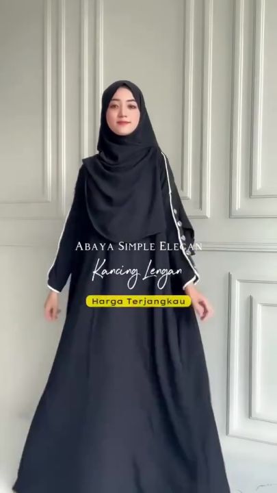 Habibah Dress / Abaya Basic Gamis Muto Premium Dress Plain Gamis Batwing Oversize Crinkle Inara ...