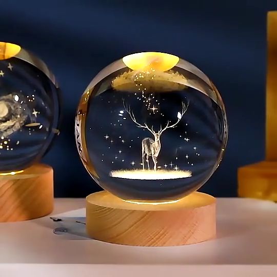 3D Crystal Ball Night Light Children's Moon Lamp Table Lamp USB Lamp ...