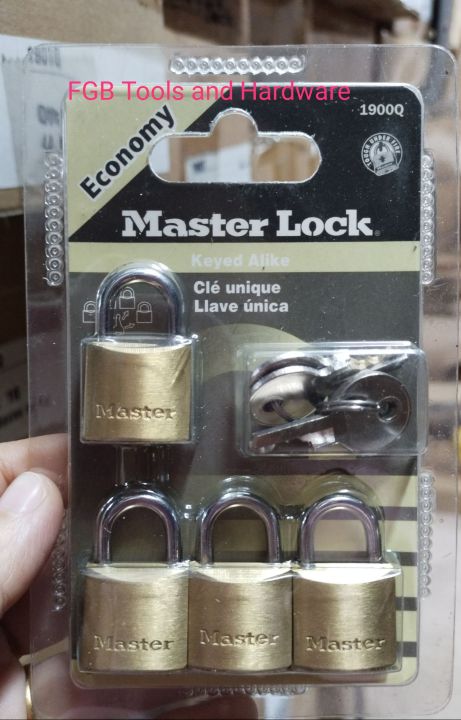 Master Lock solid brass body padlock 4pcs/pack keyed alike #1900Q(120Q) 20mm #1901Q 30mm #1902Q ...