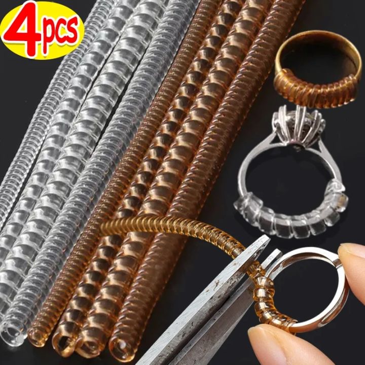 4pcs Ring Size Reducer Tools Spiral Spring Based Rings Adjust Invisible ...