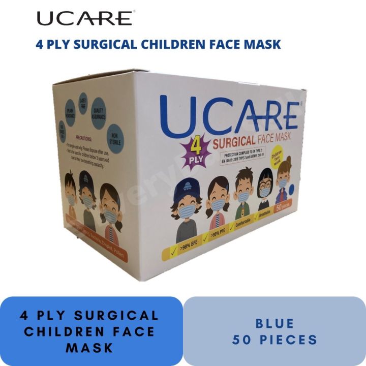 Ucare 4ply kids / children & Adults surgical face mask BFE99% (made in ...