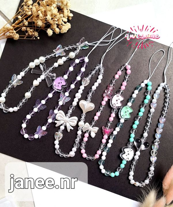 gantungan hp charm phone strap lucu korean style manik manik | Lazada ...