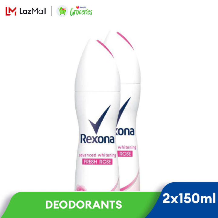 Rexona Women Natural Brightening Spray Deodorant Fresh Rose 150ml x 2 ...