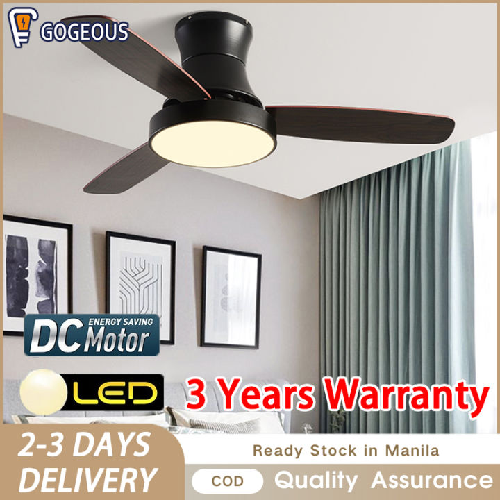 GOGEOUS Ceiling fan with lights Remote Control 3 colors LED Light 6 ...