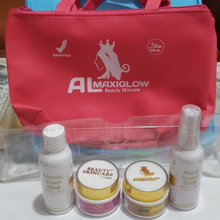 paket level 1 al maxi glow whitening glow dan night treatment pelicin ...