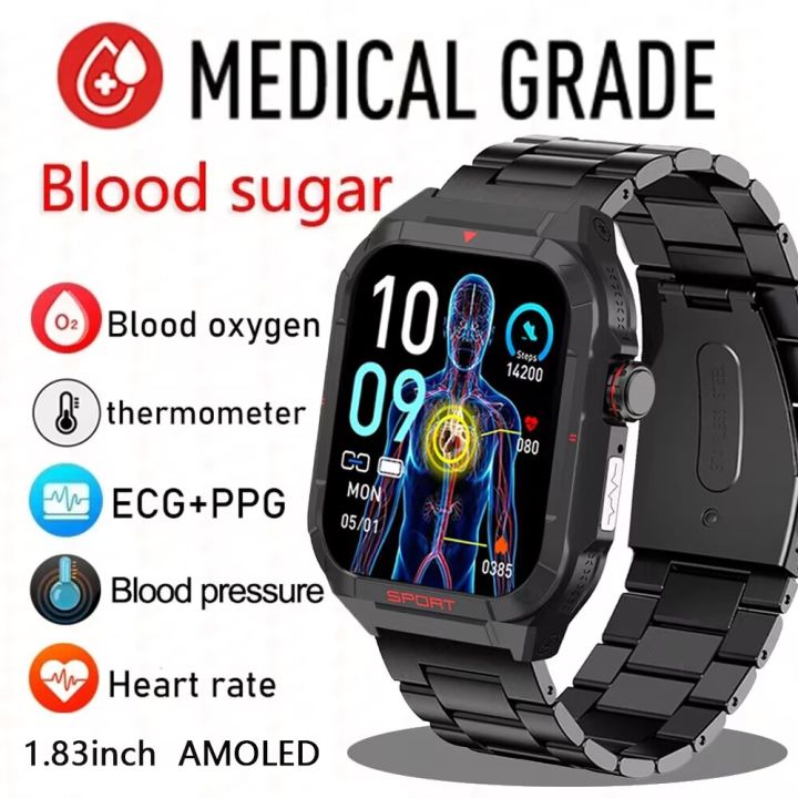 Healthy Blood Glucose Smart Watch Men Sports ECG+PPG Blood Pressure ...