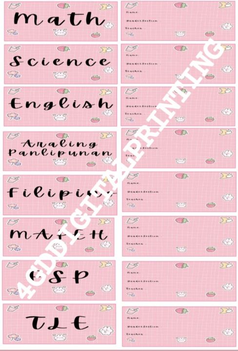kawai subject&name label sticker set | Lazada PH
