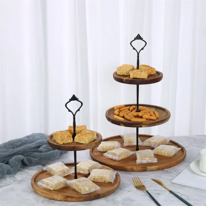 2/3-layer Removable Cake Stand Wooden Dried Fruit Tray Fruit Snack Dish ...