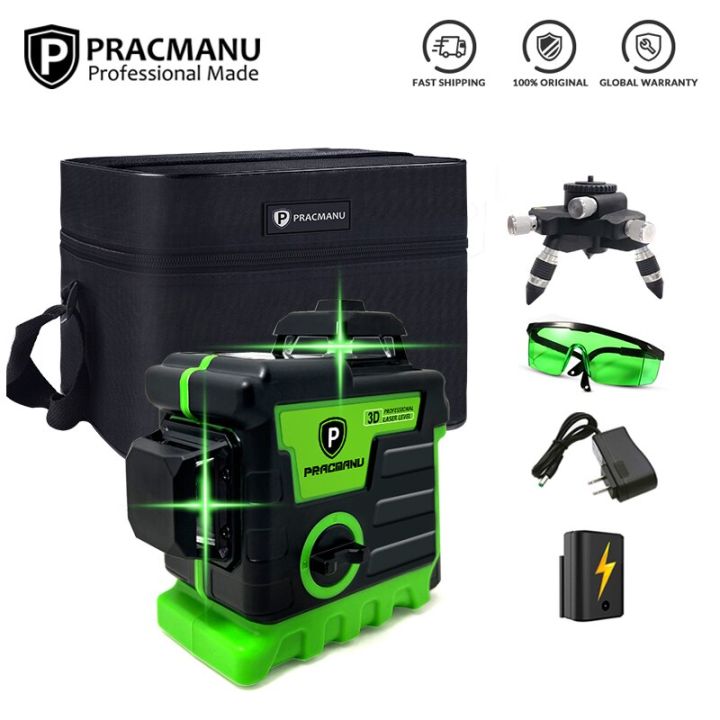 Pracmanu Laser Level 12 Lines 3D Level Self-Leveling Horizontal and ... Pracmanu Laser Level 12 Lines 3D Level Self-Leveling Horizontal and ...