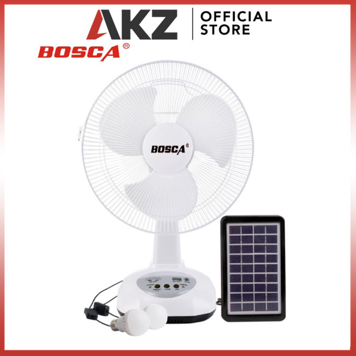 AKZ BOSCA Solar Electric Fan Rechargeable Solar Fan with Panel 12 ...