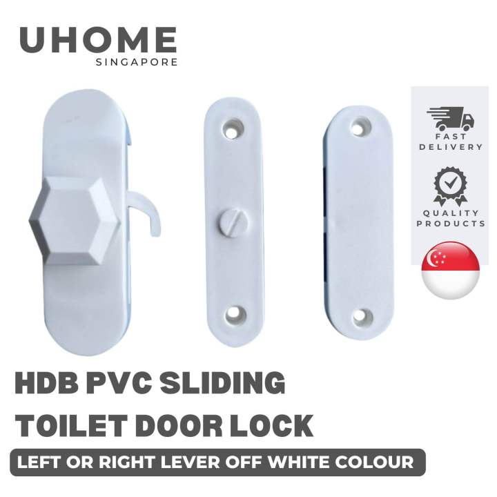 HDB PVC Sliding Toilet Door Lock Left / Right in Off White Colour ...