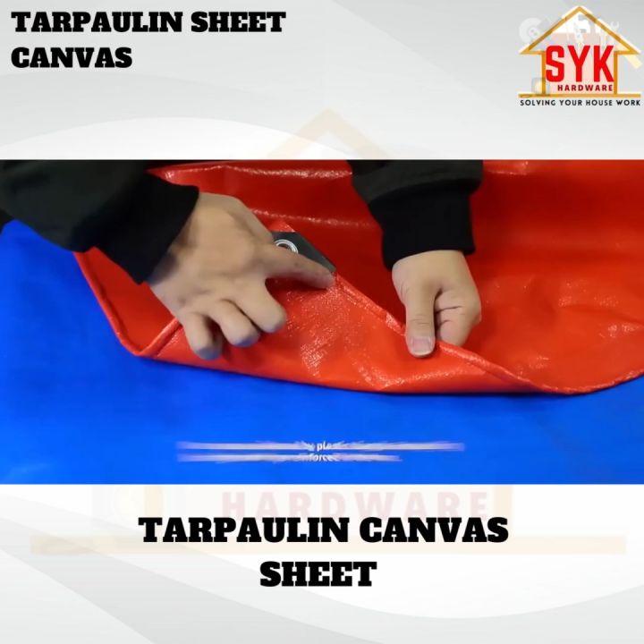 SYK Tarpaulin Canvas Sheet Waterproof Ready Made Orange & Blue Plastik ...