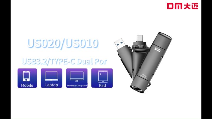 DM US010 Ultra-Fast Type-C/USB-A Dual-Port Flash Drive (128GB-512TB ...