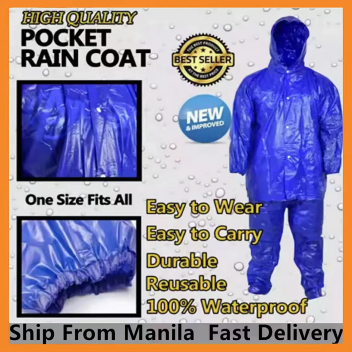 PVC Blue motorcycle single raincoat set，reusable | Lazada PH