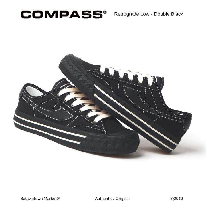 Sepatu Compass Retrograde Low - Double Black Sepatu Sneaker Casual ...