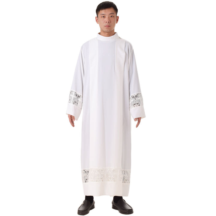 Priest ALB Liturgical Church Garment Cross Lace Box Pleated ALB | Lazada