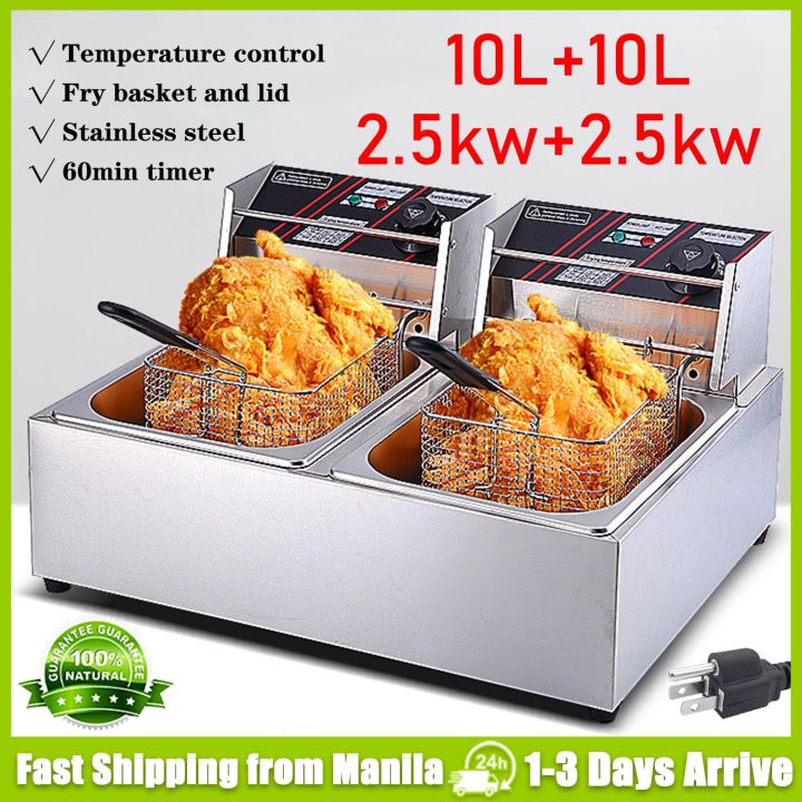 Deep Fryer Electric with Timer Heavy Duty Deep Frying Pan With Strainer ...