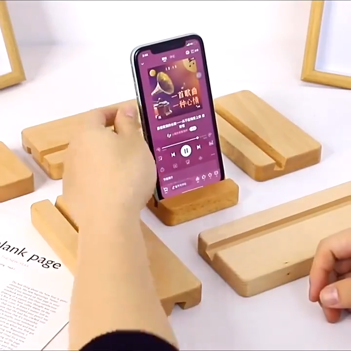 8x6x2cm Portable Wooden Phone Stand Beech Phone Holder Solid Wood Phone ...