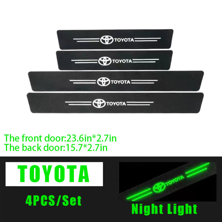 4pcs Toyota Car Side Step Door Sill Protector Carbon Fiber Fluorescent ...