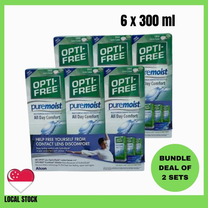 Opti Free Pure Moist Multi-Purpose Disinfecting Solution 6 x 300ml ...
