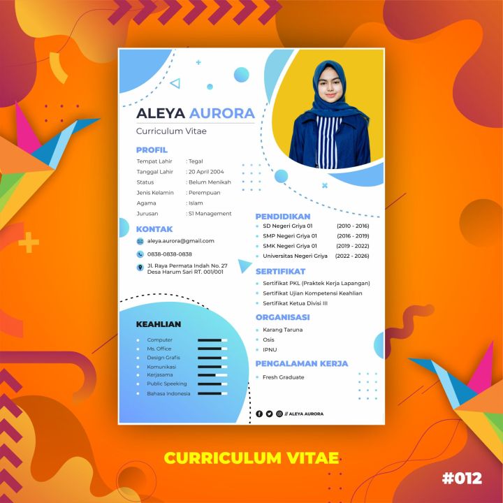 Curriculum Vitae CV, Surat Lamaran Kerja , Daftar Riwayat Hidup #CV012 ...