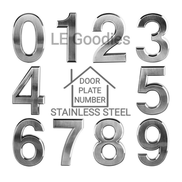Stainless Steel House Door Address Number Digit Plate / Nombor Rumah ...