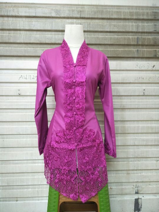 baju kebaya encim betawi bordir senada kerancang solo lengan panjang ...