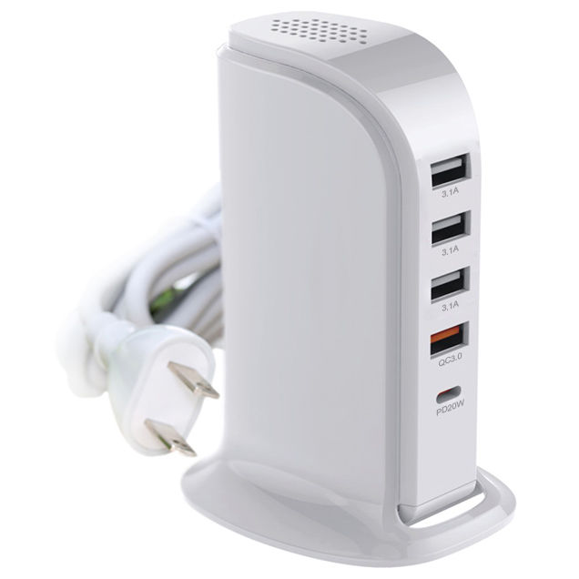 Wall Charger 5 USB Ports( 20W Quick Charge QC3.0 Type C PD), USB ...