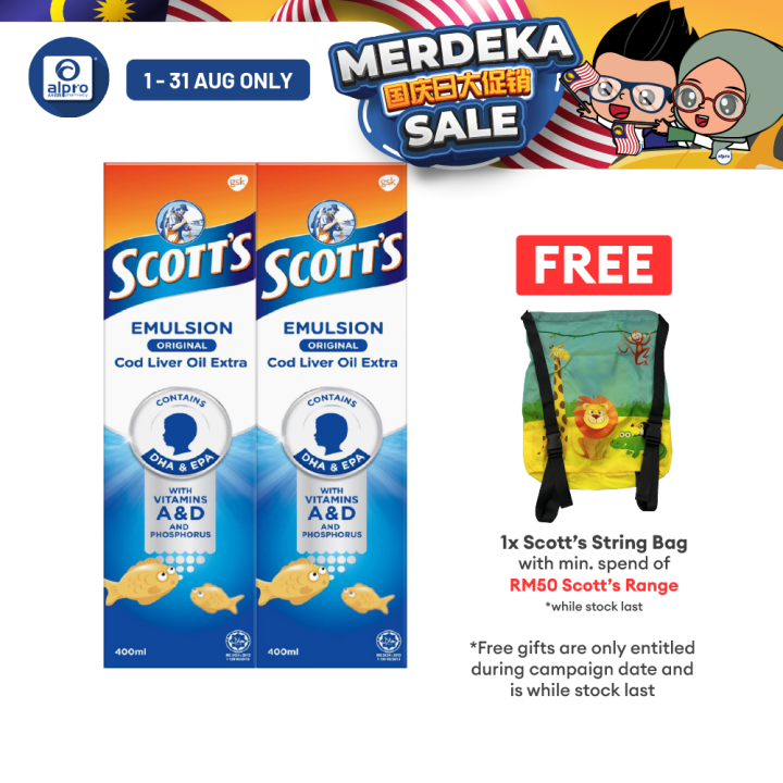Scotts Emulsion Original 2 x 400ml | Cod liver oil/Vitamin A and D | Lazada