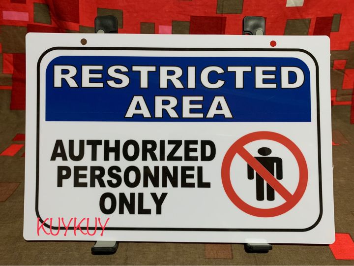 RESTRICTED AREA AUTHORIZED PERSONNEL ONLY PVC Wall Signage 7.8x11 ...