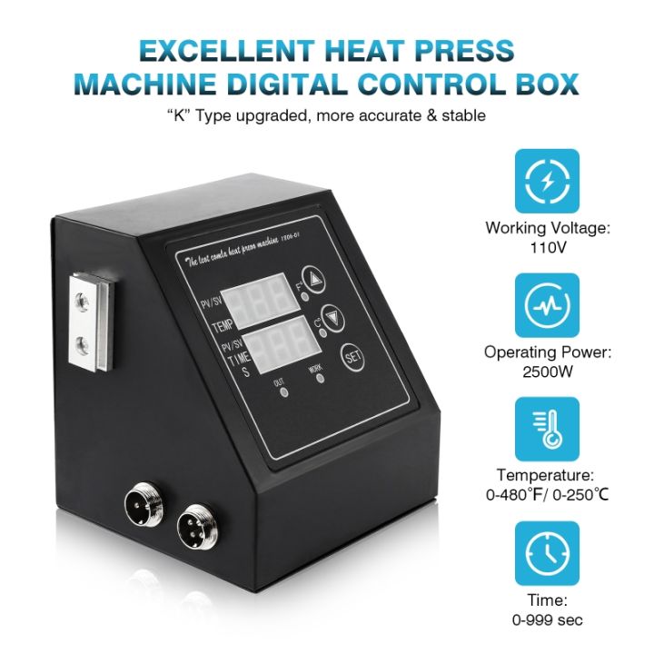 Heat Press Machine Digital Box with LED Controller, Double Hole for ...