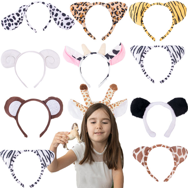 Cartoon Giraffe Tiger Lion Cow Headband Zoo Jungle Safari Animal Hair ...