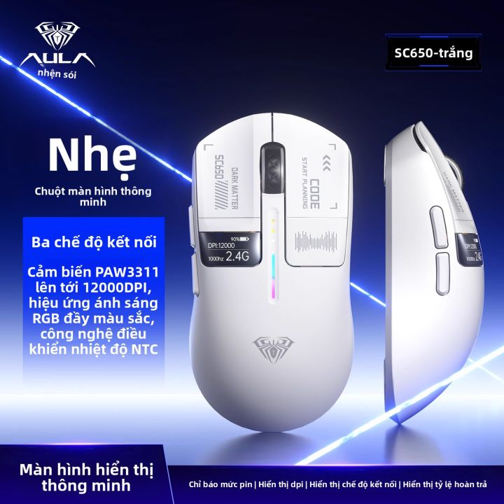 AULA | Chuột Gaming AULA SC650 Có Màn Hình, Không Dây 3 Chế Độ, Mắt Đọc ...