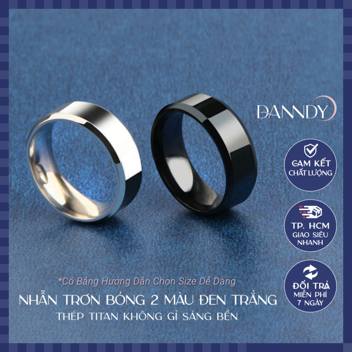 Nhẫn Nam Nhẫn Nữ Nhẫn trơn thép titan không gỉ unisex sáng bóng | Dandy | Lazada.vn