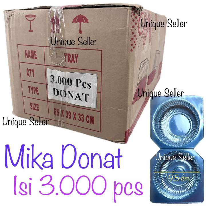[1 Dus] Mika Donat 9.5 cm Tinggi 5 cm isi 3.000 pcs / Kotak Kue Donat 9 ...