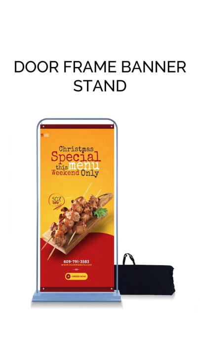 Plastic Door Frame Type Banner Stand Tarpaulin Standee 180cm x 80 cm ...