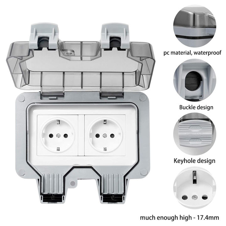 Waterproof Socket EU Plug IP66 Outdoor Socket Box 16A Wall Switch ...