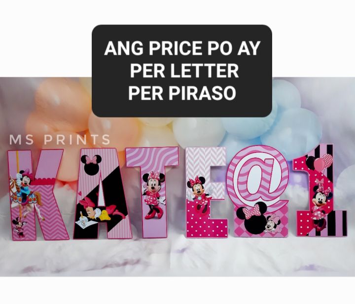 MINNIE MOUSE Letters for Birthday | standee | backdrop | customized ...